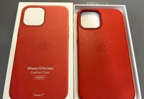 Чехол Apple Leather для iPhone 12 Pro Max (RED)