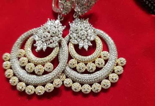 Серьги серебро новогодние/ праздничные проба 925