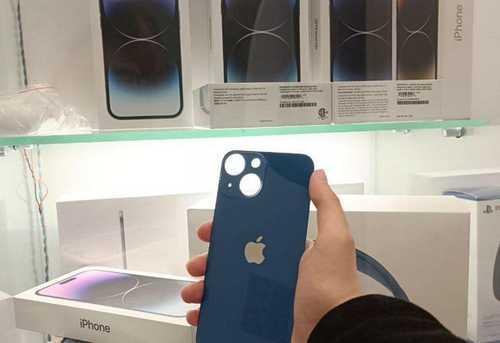 Заднее стекло на iPhone 13 mini (синий) Big Hole