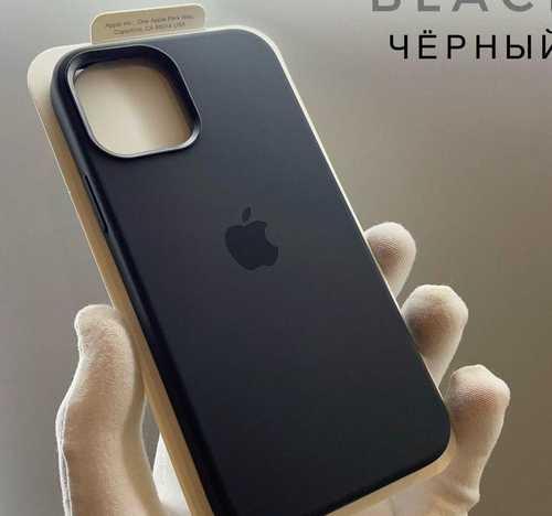 Чехол силиконовый iPhone 12/12 Pro черный MagSafe