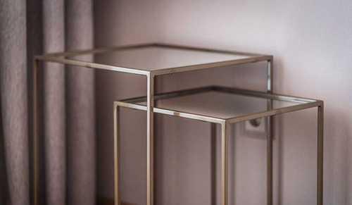 Комплект столиков Куб (золотистые)