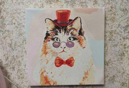 Картина "кот в очках и шляпе"