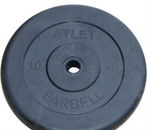 Диск обрезиненный 10 кг Barbell Atlet (чёрный)