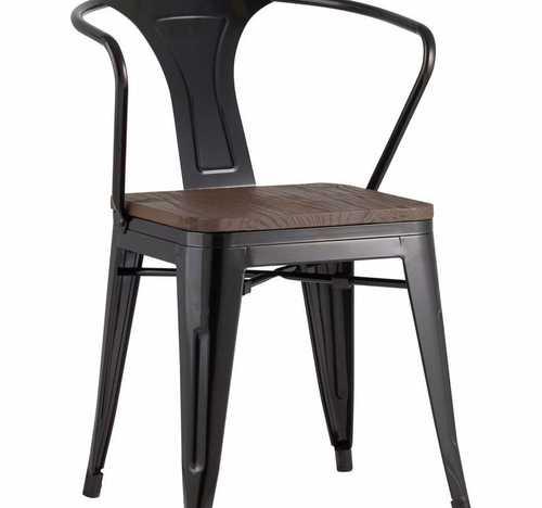 Стул-кресло Tolix Arm Dark Wood черный