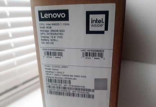 15.6" Lenovo IdeaPad 1 15IGL7, 256 ГБ, Celeron N4020, RAM 8 ГБ, Intel UHD Graphics 600
