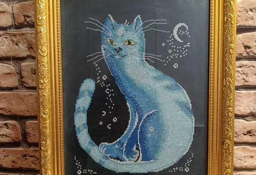 Картина "Лунный кот" (вышивка крестом)
