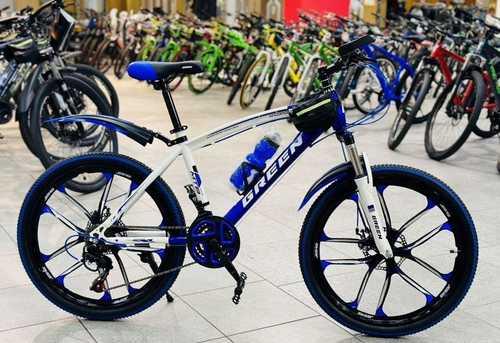 Велосипед Green на литых дисках 24R (бело-синий)