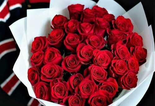 35 Красных Роз 60см эквадорбесплатная доставка