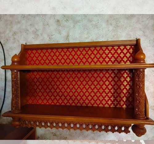 Полка для икон из дерева двухъярусная, 72*44 см