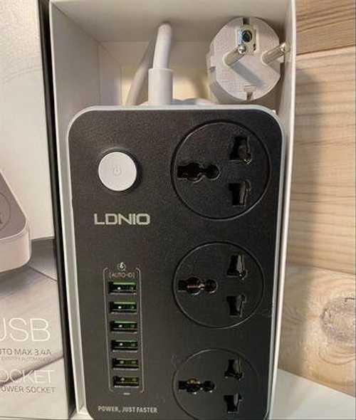 Сетевой фильтр ldnio (3 розетки + 6 USB)