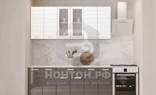 Кухня Виктория 1.8 м белый / белый металлик / граф