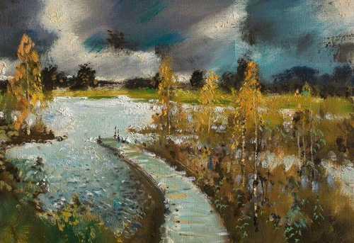 Картина Мостки на озере. Марк Кремер