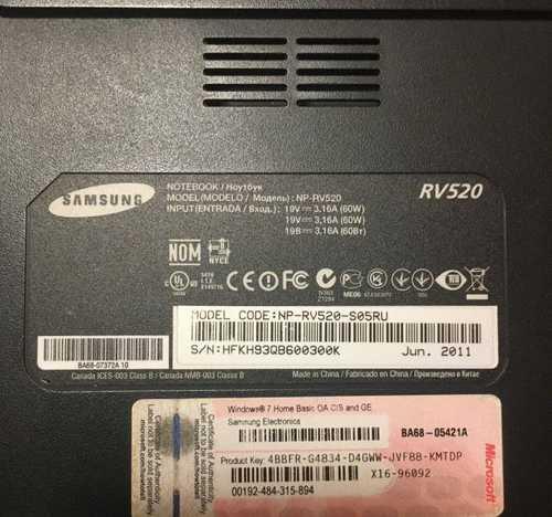 Ноутбук samsung np rv520