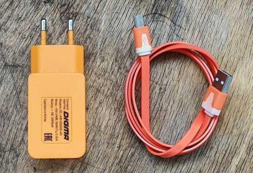Зарядное устройство адаптер USB кабель miniUSB