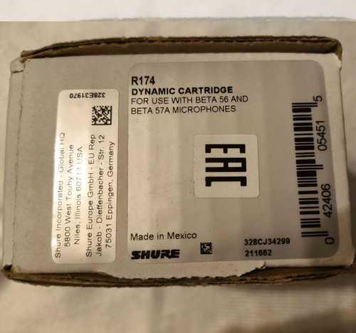 Капсюль R174 для микрофона Shure Beta56 и Beta57