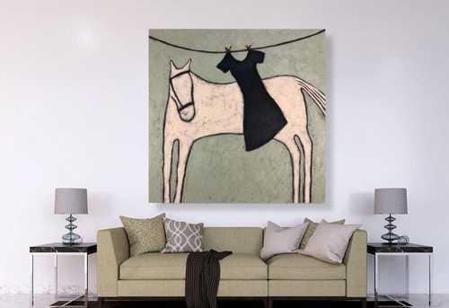 Картина маслом Большая картина белая лошадь