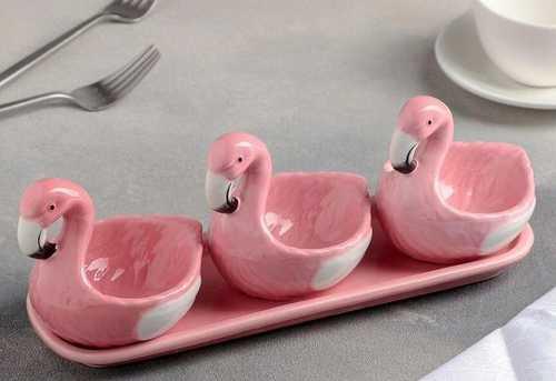 Набор соусников на керам подставке 3 шт "Фламинго"