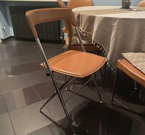 Складной стул calligaris кожаный стальной италия