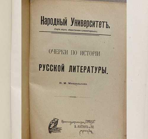 Антикварная,1908. история русской литературы