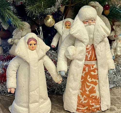 Дед мороз и Снегурочка СССР из ваты