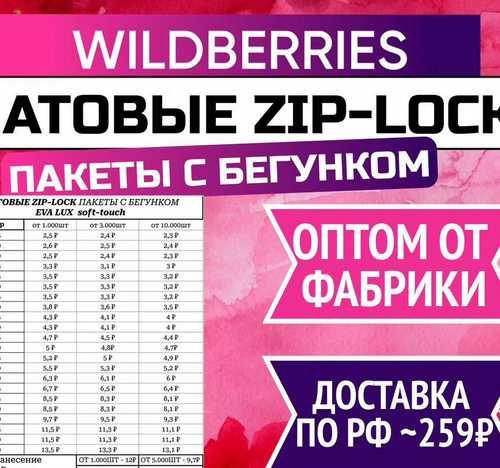 Пакеты с бегунком zip lock 140 мкм с логотипом 30х40