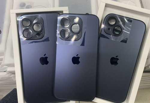 Чехол на iPhone 15 / Pro / Max синий титановый