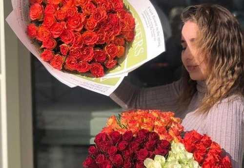 101 роза с доставкой (Эквадор), заказ цветы