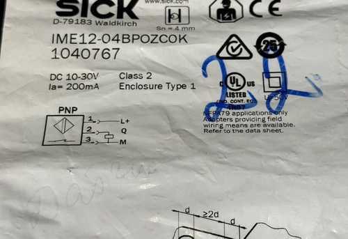 Индуктивный датчик Sick IME12-04bpozc0K