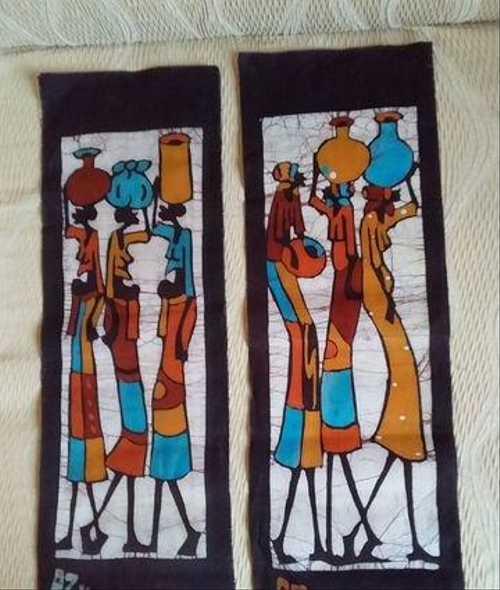 Два батика " Африканские женщины с кувшинами"