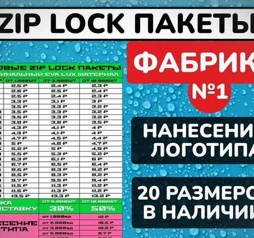 Пакеты zip lock от фабрики с печатью 40х50