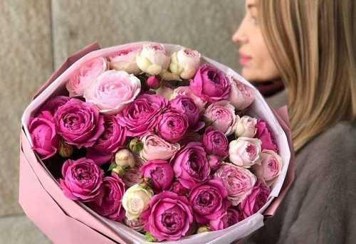 Букет цветов кустовые пион. розы,букет, доставка