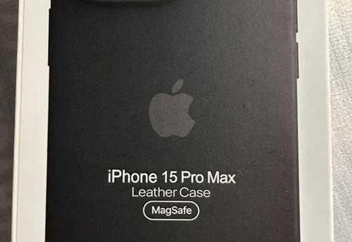 Кожаный чехол черный на iPhone 15 Pro Max