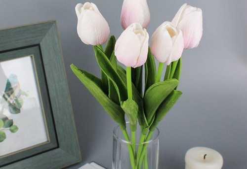 Тюльпаны реалистичные искусственные, Нежно-розовые