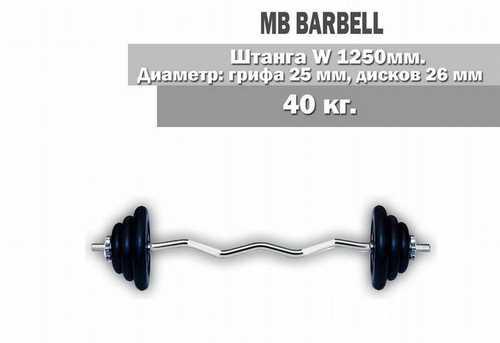 Штанга W-образный гриф 1250мм 40кг D26