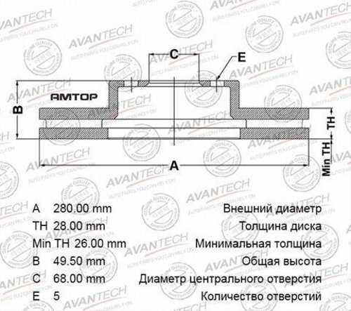 Avantech BR0236S Диск тормозной avantech