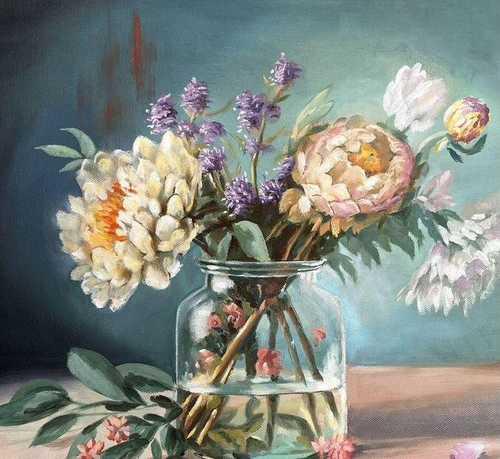Картина маслом Натюрморт с цветами. Весенний букет