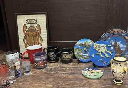 Сувениры тарелки, кружки, Египет, Греция, Испания