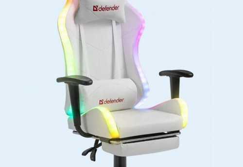 Игровое кресло defender watcher белое с подсветкой