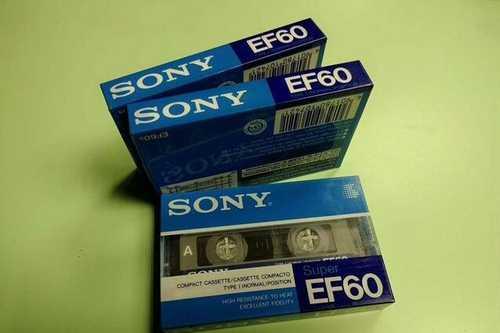 Аудиокассета Sony Super EF60. 3шт, цена за все