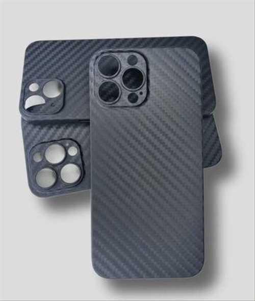 Силиконовый чехол карбон на iPhone 14 Pro с защито