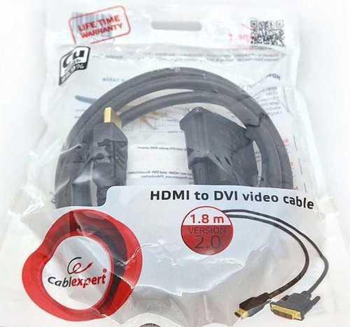 10760 Кабель hdmi - DVI 1,8м, Gembird, черный, поз