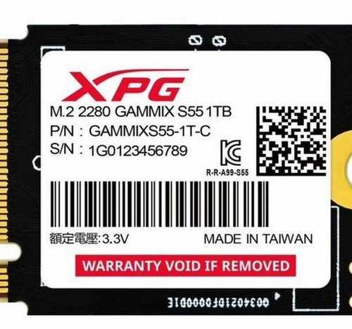 Adata M.2 2230 1TB XPG gammix S55 PCIe Gen4x4 with NVMe 5000/3700, 3D тlc nand (sgammixs55-1T-C)