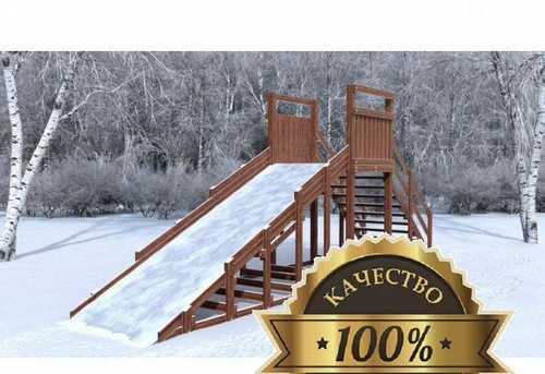 Зимняя деревянная горка CustWood Winter W4 (лестни