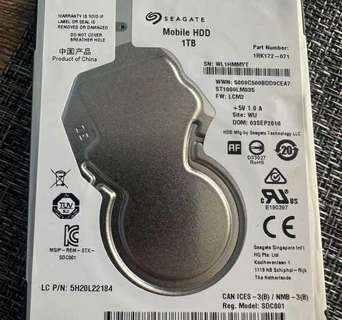Жесткий диск 2,5 1 Tb Seagate 2018 год