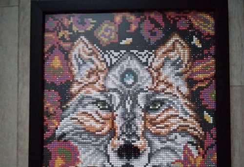 Картина алмазная мозаика Ночной волк 25*25см