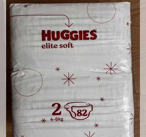 Подгузники huggies elite soft 2 82 шт