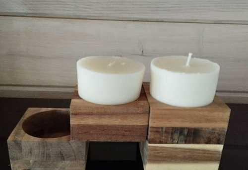 Свечи восковые в деревянной подставке Zara home