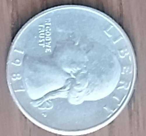 Liberty quarter dollar 1987 г,перевёртыш