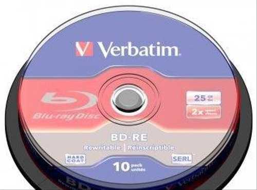 Диск BD-RE Verbatim 25Gb 2x Cake Box (10шт)