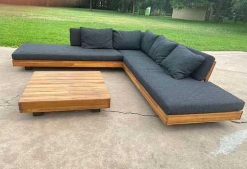 Садовая мебель, угловой диван с мягкой зоной